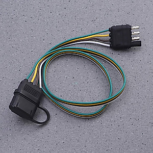 CARROFIX Trailer 4 Wire Plug 32" inch 4 Pin Flat Wire Extension Male & Female Connector