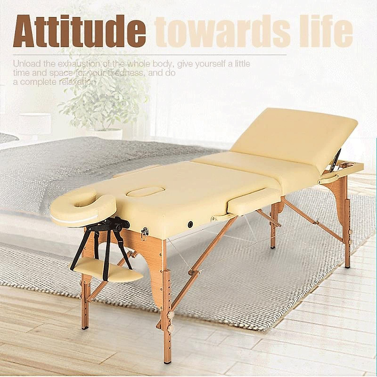 ALUKAP Foldable Chair 185X70cm Folding Beauty Bed Professional Portable Spa Massage Tables Foldable with Bag Salon Furniture Wooden