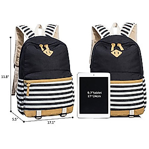 Leaper Navy Style School Laptop Backpack Girls Canvas Bookbag Water Blue