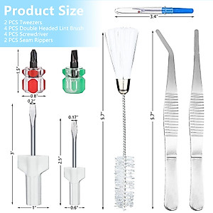 Essential Sewing Machine Cleaning Kit 12Pcs Includes Durable Tweezers Double Headed Lint Brush 4Pcs Short Screwdrivers,Seam Rippers|Sewing Machine Repair Tools for Sewing Lover Maintain Daily Needs