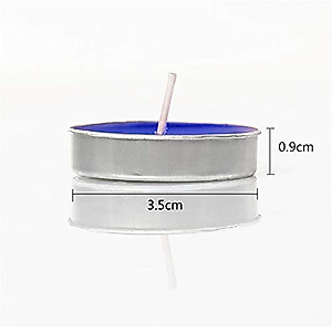 Tea Lights Candles, 50 Pack Flameless Colorful Tealights Holder Variety Relaxing Paraffin Pressed Wax 2 Hours Burn Time for Travel,Centerpiece,Party Gift Happy Birthday New Year Wedding (Blue)
