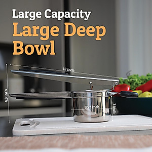 PriorityChef Large 15oz Potato Ricer, Heavy Duty Stainless Steel Potato Masher and Ricer Kitchen Tool, Press and Mash Kitchen Gadget For Perfect Mashed Potatoes - Everytime