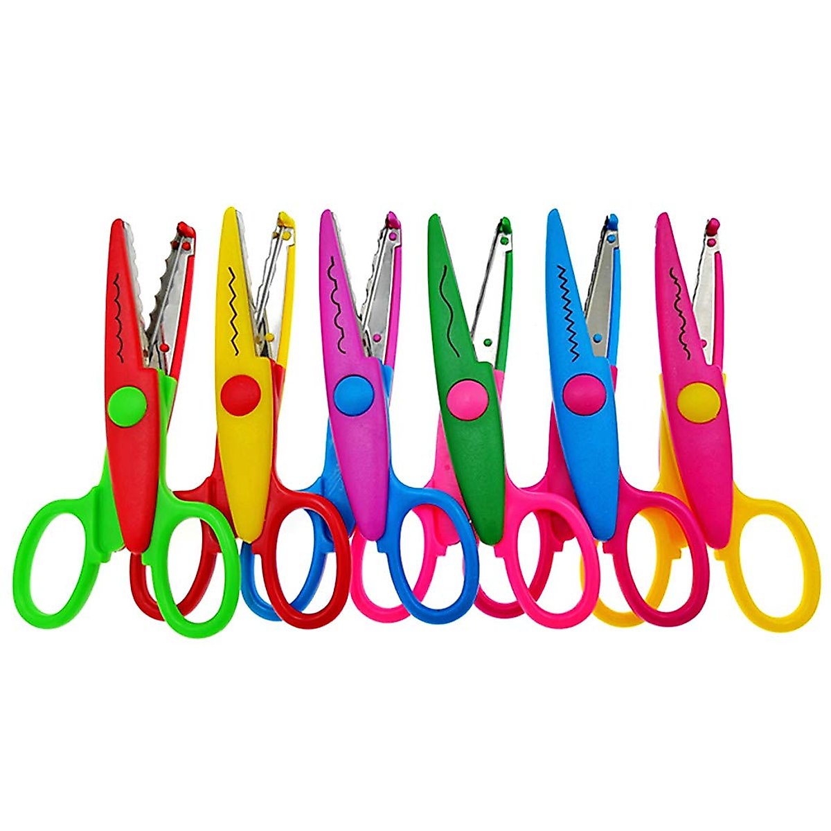 Kinteshun Lacework Wavy Paper Edger Scissors Pinking Shears Set for Handcraft Works(6pcs,Different Cutting Effects)
