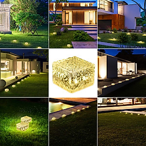 HOFLYW 6 Pack Solar Brick Lights Landscape Path Light Garden Decoration Yard Paver Road Lighting Recessed Paver for Garden, Pathway, Patio, Walkway Decor