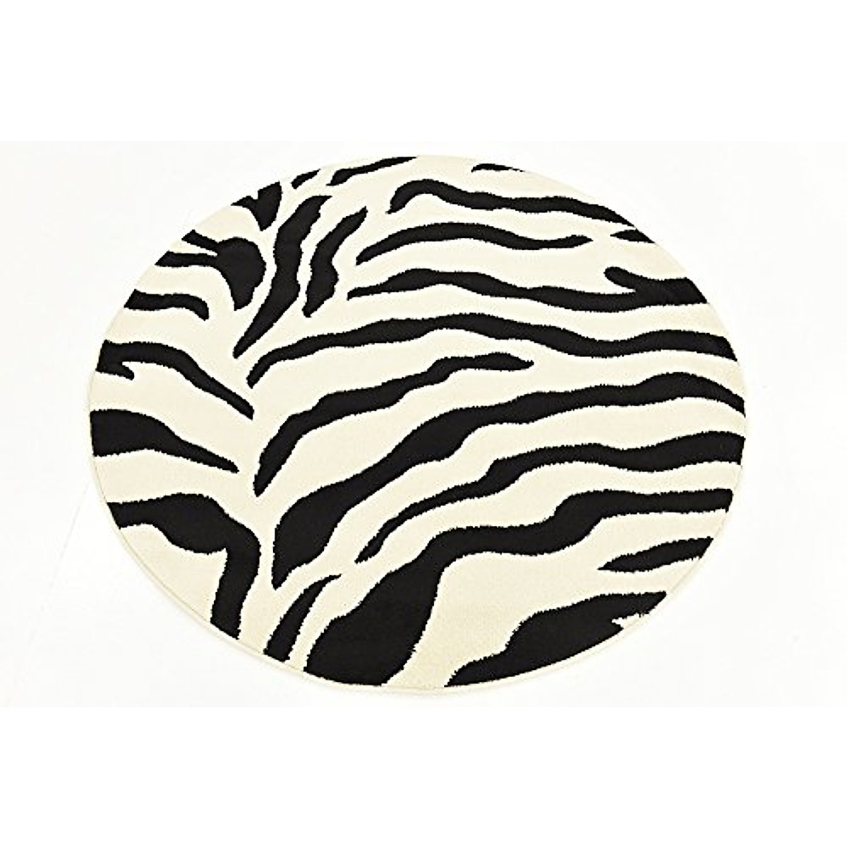 Unique Loom Wildlife Collection Animal Inspired with Zebra Design Area Rug, 4 ft x 4 ft, Ivory/Black