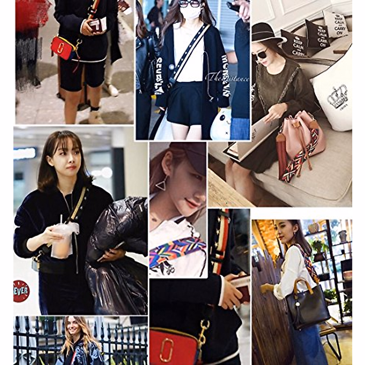 Purse Strap Replacement Guitar Style Multicolor Canvas Crossbody Strap for Handbags (37#)