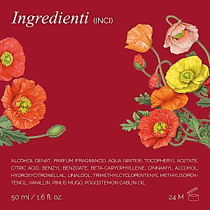 L'Erbolario Sweet Poppy - Notes Of Mandarin Orange, Red Poppy And Amber - Floral Fragrance For Women - Evanescent, Sweet Scent - Evokes Romance And Mystery - Long Lasting - 1.6 Oz EDP Spray