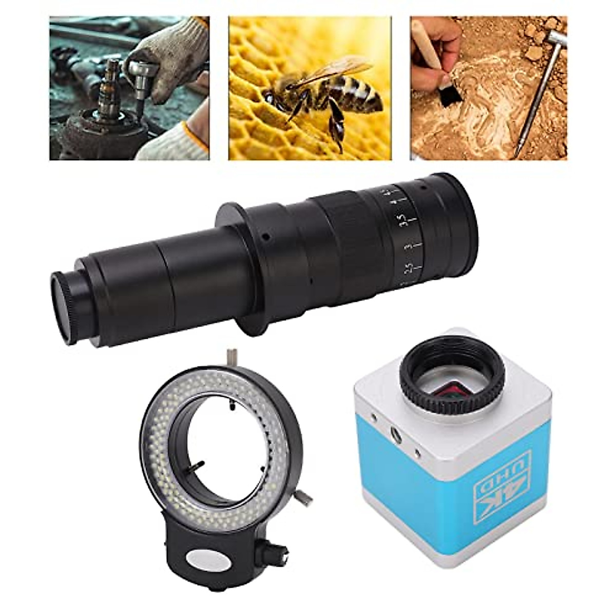 Microscope Camera USB Microscope Camera USB Industrial Camera Video Microscope Inspection Microscope 4k Microscope Camera Hd Output USB Industrial Camera with 180x LensLight (US