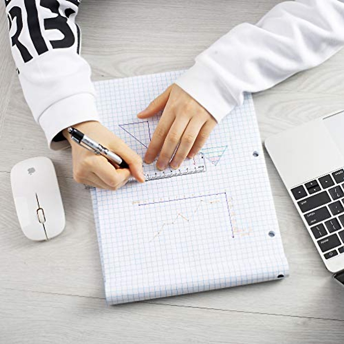 Mr. Pen- Graph Paper, Grid Paper Pad, 4x4 (4 Squares per inch), 8.5"x11", 55 Sheets, 3-Hole Punched, Grid Paper, Graph Paper Pad, Graphing Paper, Computation Pads, Drafting Paper, Blueprint Paper
