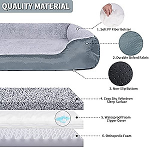 XueMi Orthopedic Dog Beds for Small Dogs, Washable Dog Beds with Soft Removable Cover, Waterproof Lining Small Pet Dog Beds Couch with Non-Slip Bottom