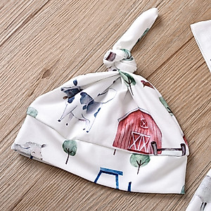 Newborn Neutral Farm Animal Clothes Knotted Sleeper Gown Unisex Baby Boy Girl Cow Nightgown Gifts Infant Western Outfit