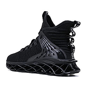 DUDHUH Running Shoes for Men Comfortable Athletic Cross Trainer Casual Walking Fashion Mens Tennis Sock Sneakers Black