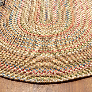 Super Area Rugs Roxbury American Made Braided Rug for Indoor Outdoor Spaces, Straw Beige/Natural Multi, 2' X 3' Oval