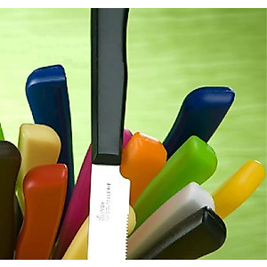 Tredoni 6 kitchen Knives - 4.3"/11cm Italian Stainless Steel Serrated Vegetable/Steak/Table Knife Cutlery, Rounded Tip (Blue)