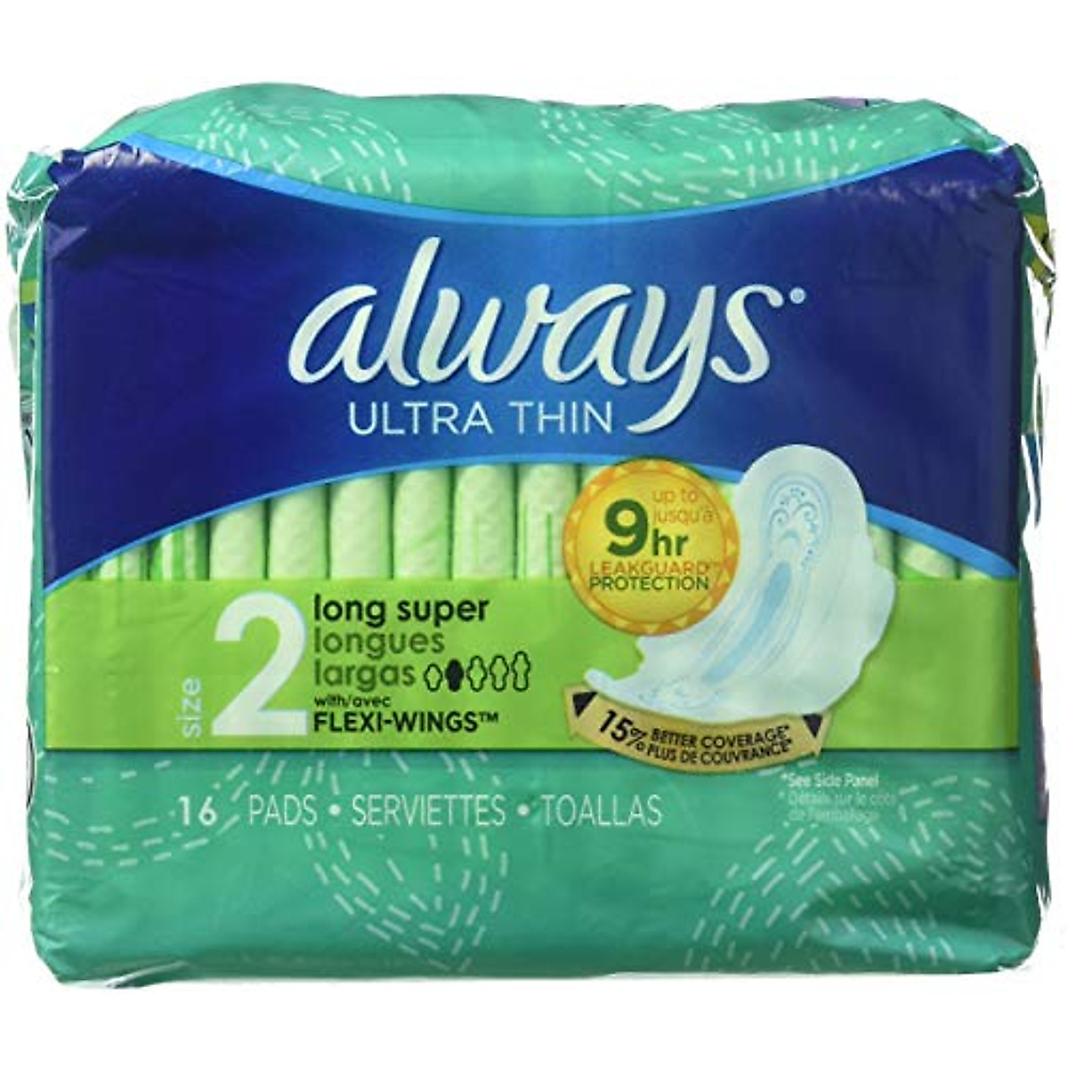 Always Pads Size 2 Ultra Thin 16 Count Long Super (3 Pack)