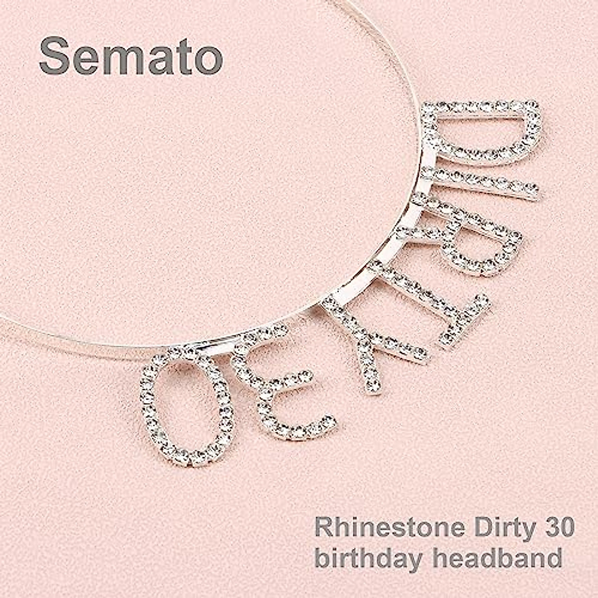 30th Birthday Sash & Rhinestone Dirty 30 Birthday Headband Kit- "Dirty thirty" Birthday Sash Happy 30th Birthday Decorations for Women 30th Birthday Gifts Party Decorations (Silver)