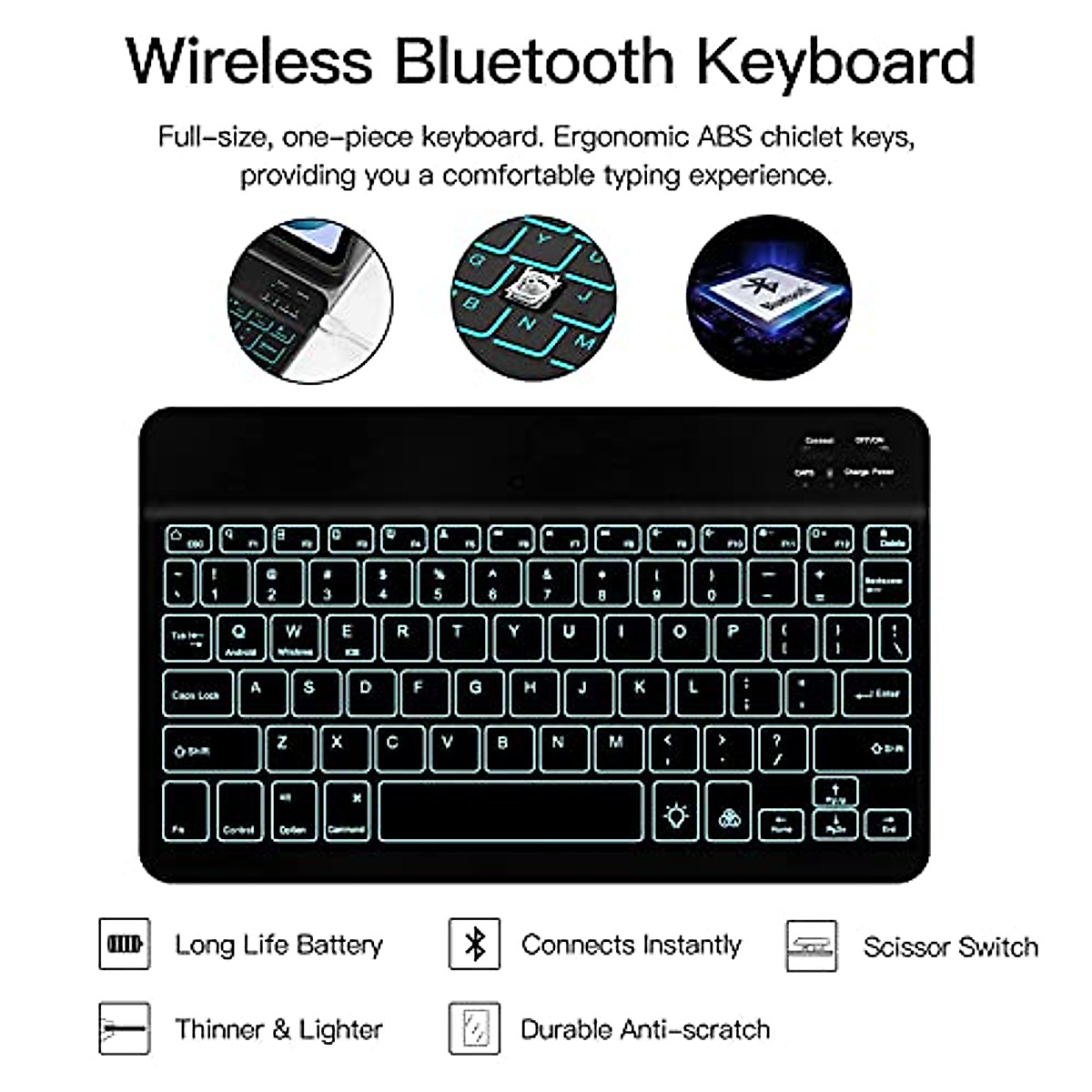 Keyboard Case for Samsung Galaxy Tab S6 Lite 10.4" 2024/2022/2020, Smart case with 7color Backlight Detachable Wireless Keyboard Cover with S Pen Holder (S6 LITE)