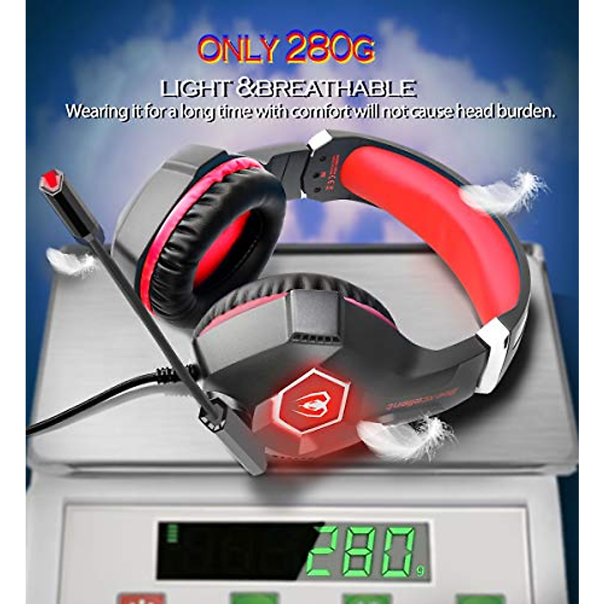 SVYHUOK PS4 Gaming Headset with Mic, Stereo 2019 Latest Lightweight Over-Ear Headphone for Games, Stereo Surround with Noise Cancelling 3.5mm Jack for PC Laptop