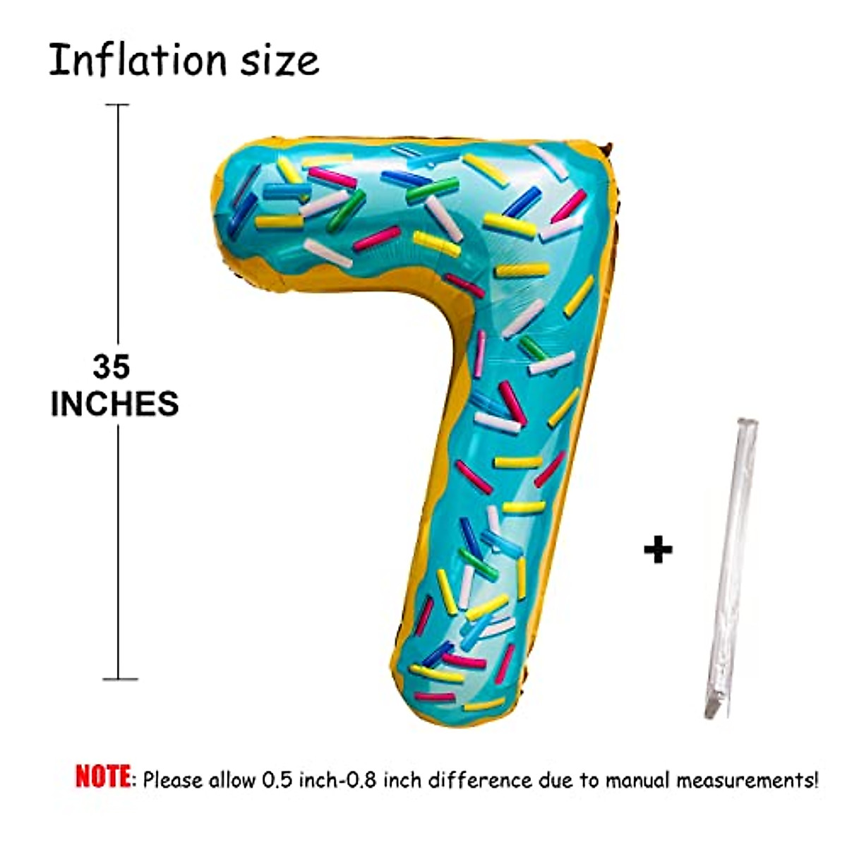 Number 7 Donut Balloon 40 Inches Large 7th Donuts Birthday Party Decorations Seven Donut Grow Up Themed Party Supplies 7 Sprinkle Party Decor for Girls Sweet Candy Ice Cream 7