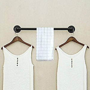 Sumnacon 16 Inch Industrial Iron Pipe Towel Rack Holder - Heavy Duty Rustic Hand Towel Bar, Vintage Style Grab Bar/Door Handle for Bathroom, Kitchen with Screws, Black