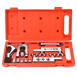 Wostore Flaring Swage Tool Kit for Copper Plastic Aluminum Pipe with Tubing Cutter & Ratchet Wrench