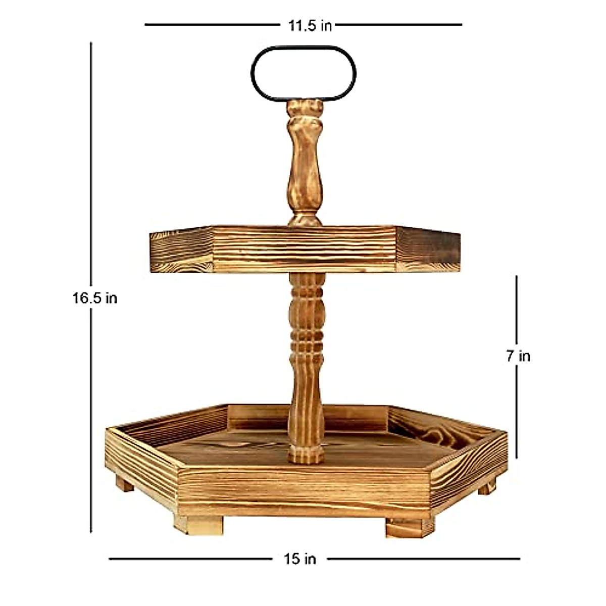 Farmhouse Tiered Tray - Two Tier Tray in Rustic Wood for Kitchen Counter, Wooden Serving Tray, Cupcake Stand, Coffee Bar and Food Display