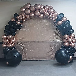 Bezente Rose Gold Black Balloons Garland Kit, 100Pcs Metallic Chrome Rose Gold Black and Rose Gold Confetti Balloons Arch for Wedding, Birthday, Graduation, Baby Shower Party Decoration