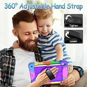 BMOUO iPad 10th Generation Case (10.9 inch, 2022) - with Screen Protector, Shockproof iPad 10th Gen Case with Rotating Stand/Hand/Shoulder Strap, Purple