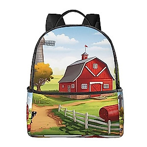 BAFAFA Cartoon Red Farm Printed Travel Backpack Business Work Bag Computer Bag Outdoor Sports Rucksack
