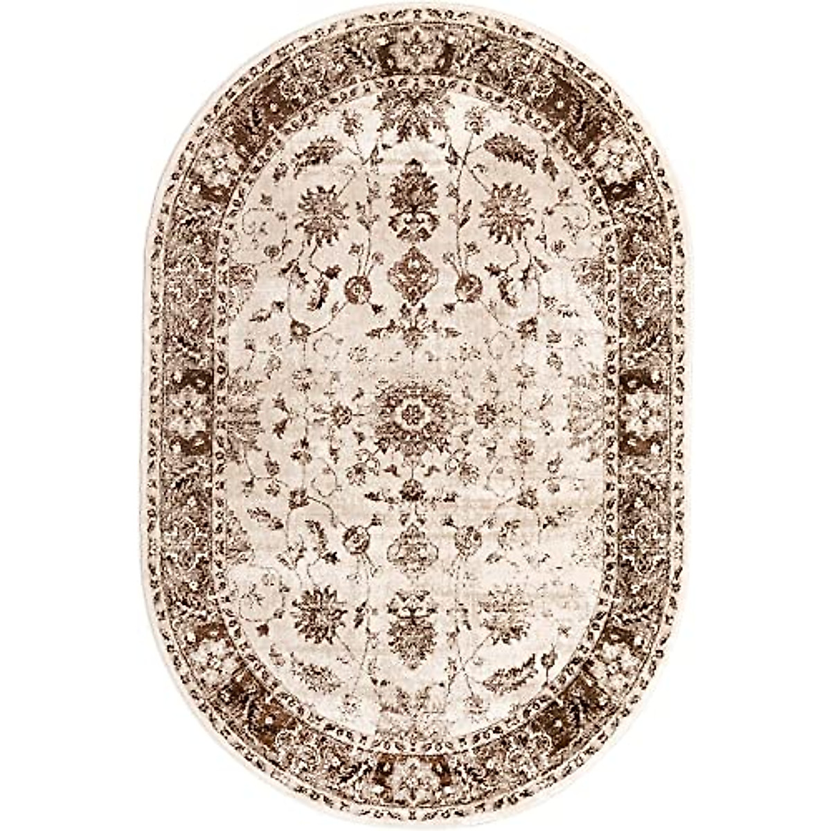 Unique Loom Rushmore Collection Area Rug - Lincoln (6' x 9' Oval, Cream/Beige)
