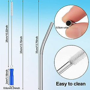 20 Pieces 14 Inch Stainless Steel Straws Long Drinking Straws for 100 oz Tumblers with Silicone Tips, Reusable Metal Drinking Straws Extra with 4 Pieces Cleaning Brush