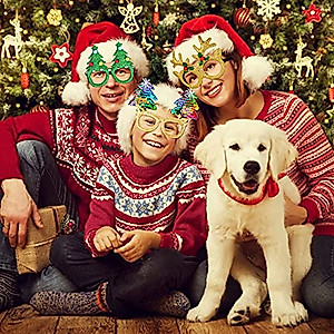 Max Fun 12Pcs Christmas Glasses Glitter Holiday Party Glasses Frames Christmas Decoration Accessories Costume Eyeglasses for Christmas Parties Holiday Favors (One Size Fits All)