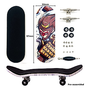 BRAVORD Professional Complete Wooden Fingerboard 32/34mm 5-Ply Maple Finger Skateboard with Upgraded Components (M-King)