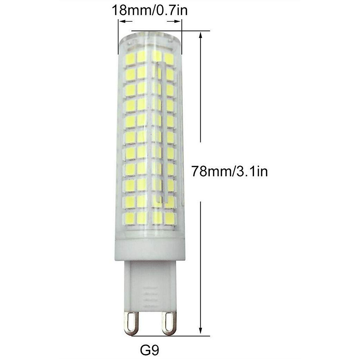 K JINGKELAI G9 LED Bulbs Dimmable 10W(Equivalent to 100W Halogen) 110V Cool White 6000K LED Corn Lights JCD T4 G9 Bi-pin Base,Dimmable,136 LED 2835 SMD,3 Pack