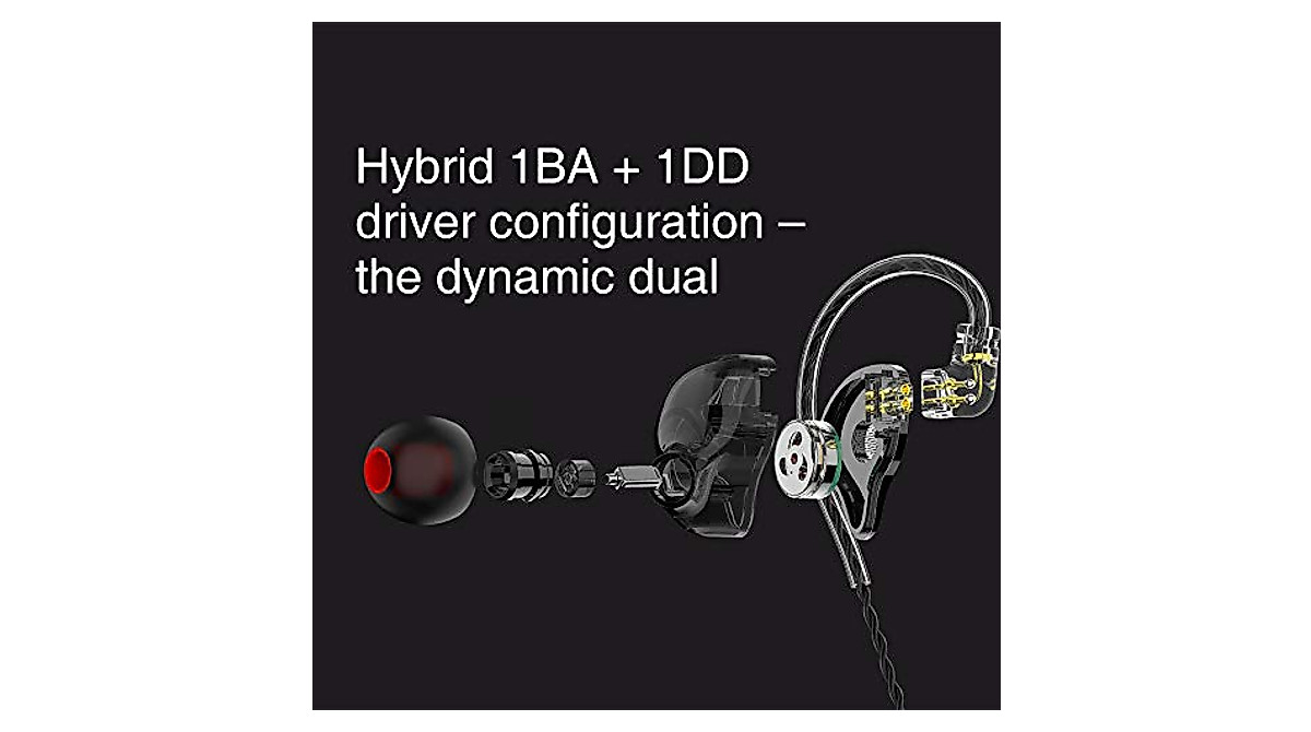Hybrid Dual Driver In Ear Monitors - HiFi Sound & Detachable Cable