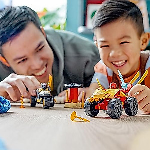 LEGO NINJAGO Kai and Ras’ Car and Bike Battle 71789 Beginner Building Toy Set, Features a Ninja Car Toy and Bike Plus 2 Minifigures, Birthday Gift for Toddlers and Kids Who are Little Ninja Fans