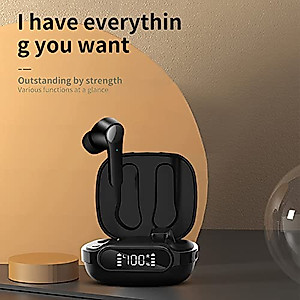 Tws Bluetooth 5.1 Earphone Wireless Headset Waterproof Deep Bass Earbuds Hi-fi Stereo Headphone Working Sport Earphones with Charging Case (Black)