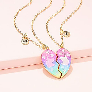 DOYYCA Best Friend Necklace Unicorn Mermaid Gifts Magnetic Matching Friendship Necklace for 2 Girls BFF Sister (Unicorn 1)