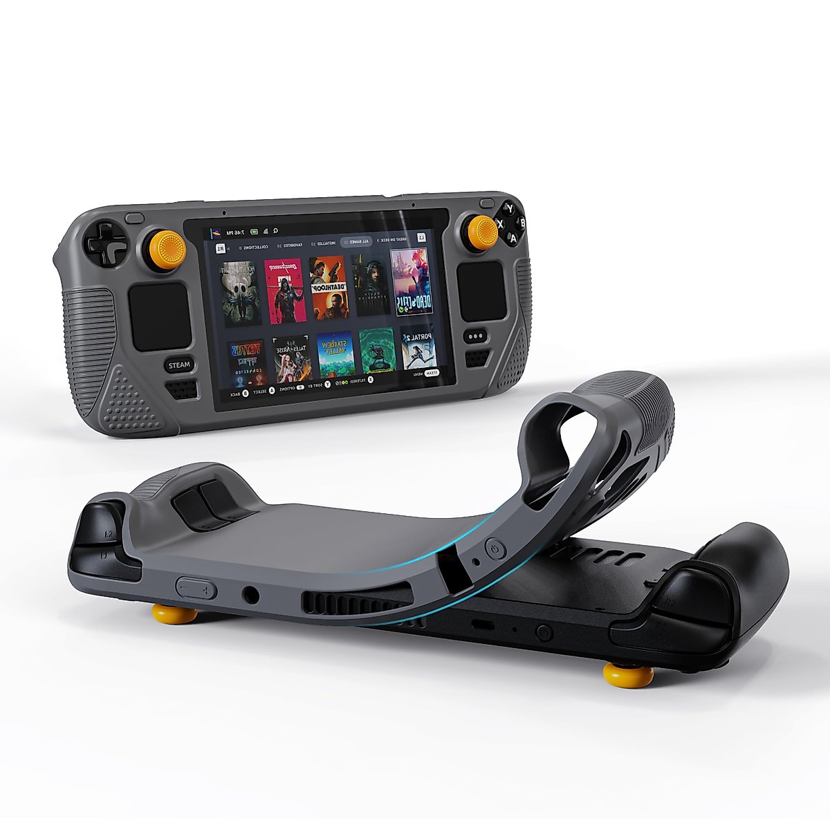 Syntech Protective Case Compatible with Steam Deck Accessories Console OLED/LCD, All-Round Protection with Non-Slip Thumb Grips, Silicone Cover for Enhanced Fit and Alignment-Gray