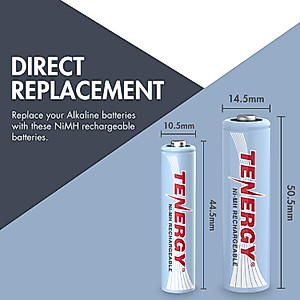 Tenergy High Drain AA and AAA Battery, 1.2V Rechargeable NiMH Batteries Combo, 12 Pack 2500mAh AA Cells and 12 Pack 1000mAH AAA Cell Batteries