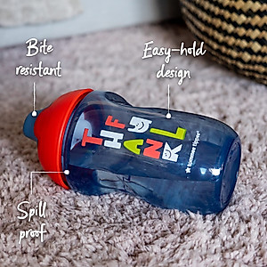 Tommee Tippee Sippee Cup, Water Bottle for Toddlers, Spill-Proof, BPA Free, 10oz, 9m+, 2 Count, Blue and Red