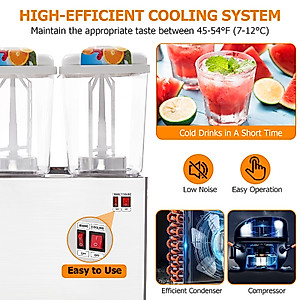 54L Commercial Beverage Dispenser, 3 Tanks 14.25 Gallon Commercial Juice Dispenser, 18 Liter Per Tank, Garvee 380W Stainless Steel Food Grade Ice Tea Drink Dispenser with Thermostat Controlle