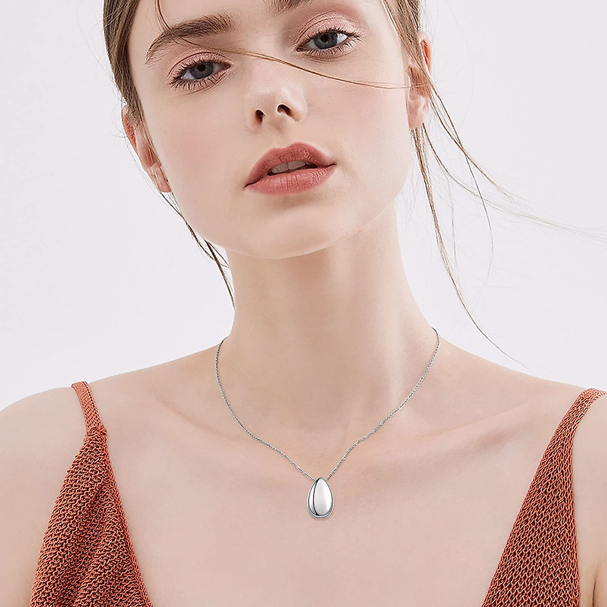 SHEAISRS Teardrop Hourglass Urn Necklace for Ashes for Women Sterling Silver Cremation Jewelry Memorial Keepsake Urns Pendant Necklace for Urn Necklaces Ashes