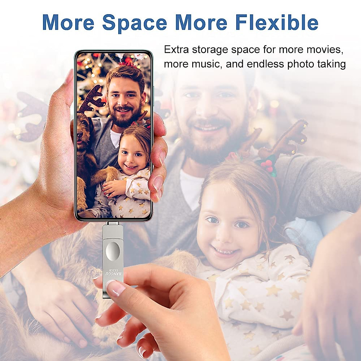 BANGGU Flash Drive 512GB, USB Memory Stick External Storage Thumb Drive Compatible with Phone, Pad, Android, PC and More Devices (Silver)