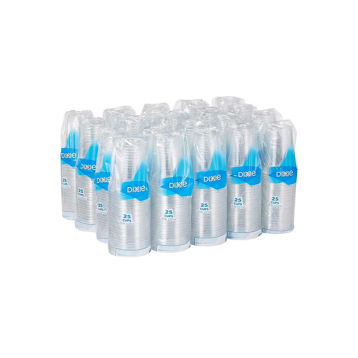 Dixie 12 oz. PETE Plastic Cold Cups by GP PRO (Georgia-Pacific), Clear, CPET12DX, 500 Cups (25 Cups Pper Sleeve, 20 Sleeves per Case)