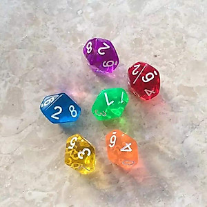 24 Pcs Transparent Polyhedral Dice Acrylic 10 Sides Game Dice with Number 0-9, Assorted Colors