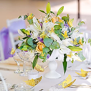 144 Pcs Gold Butterfly Sticker, 3D Removable Butterfly Wall Decor for Girls, Kids, Baby Bedroom, Living Room Decorations, Birthday Party Decorations, 3 Styles 3 Sizes