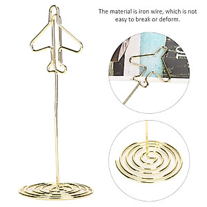 10Pcs Metal Table Number Holders, Airplane Shaped Place Card Holders for Wedding Party Tabletop, Picture Holders Stand for Photo Name Cards Menu Memo