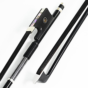 Carbon Fiber Violin Bow 4/4 Size VINGOBOW 100VB 74.5 cm Full 4 4 for Advanced Student Straight Parisian Eyes Ebony Frog Unbleached Mongolian Black Horse Hair Powerful and Wild Tone Smooth Screw