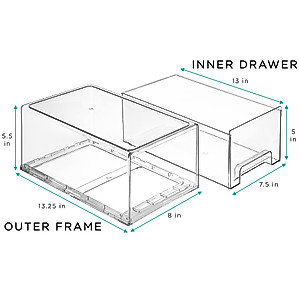 Sorbus Fridge Drawers and Rolling Storage Bin Set - Comes with 2 Large Fridge Drawers and 3-Pack of Curved Organizing Bins on Wheels